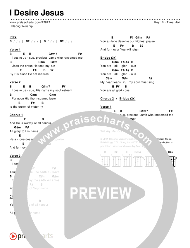 I Desire Jesus Chords PDF (Hillsong Worship) - PraiseCharts