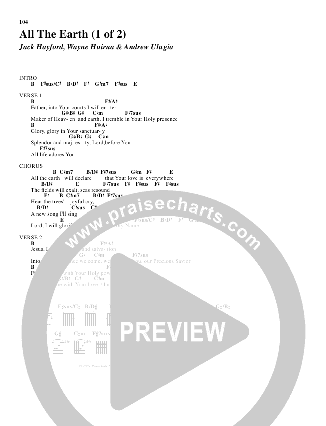 All The Earth Chords PDF (Parachute Band) - PraiseCharts