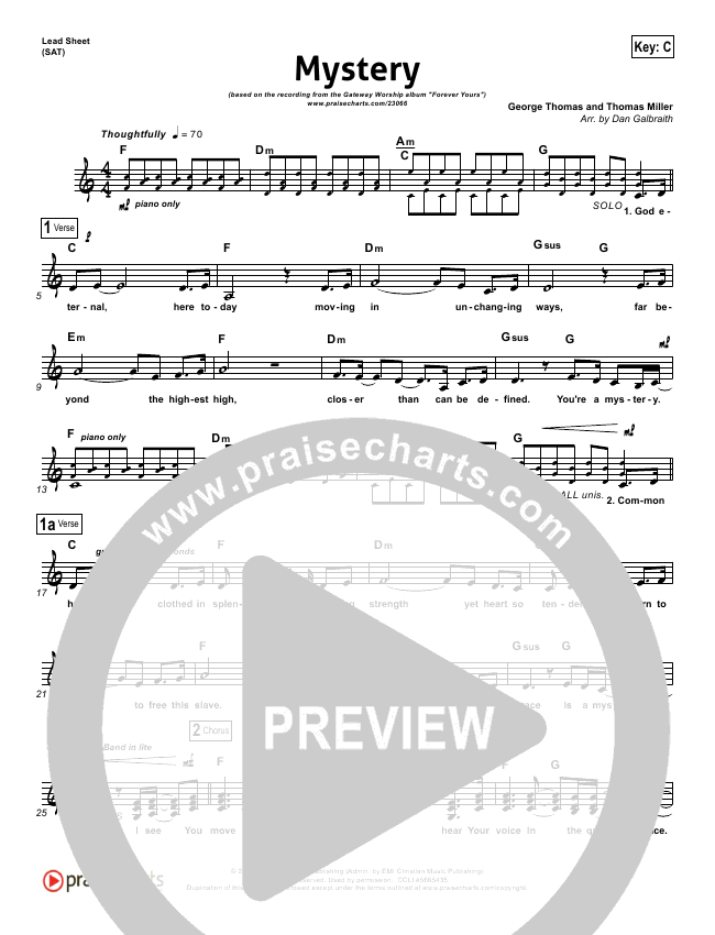 Mystery Sheet Music PDF (Gateway Worship) - PraiseCharts