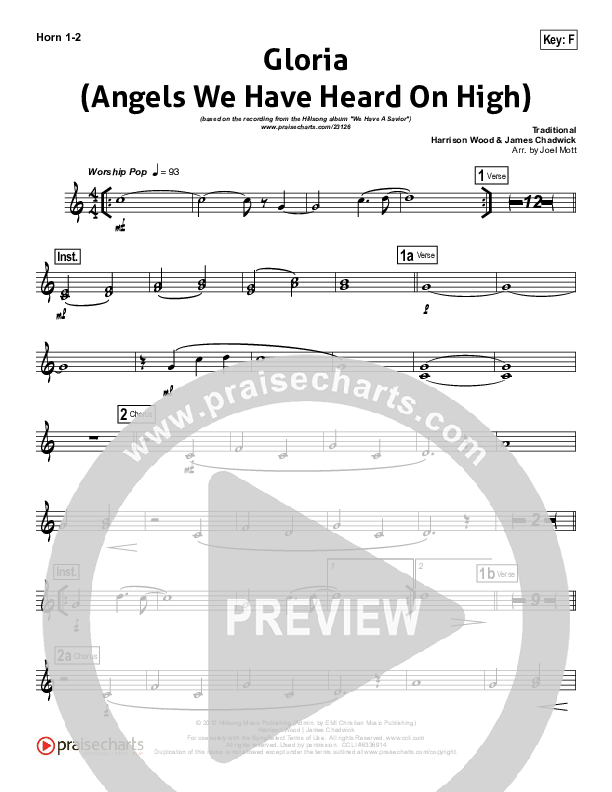 Gloria (Angels We Have Heard On High) French Horn Sheet Music PDF ...