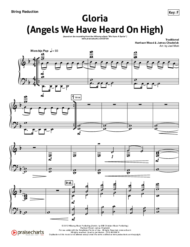 Gloria (Angels We Have Heard On High) (Hillsong Worship) - PraiseCharts