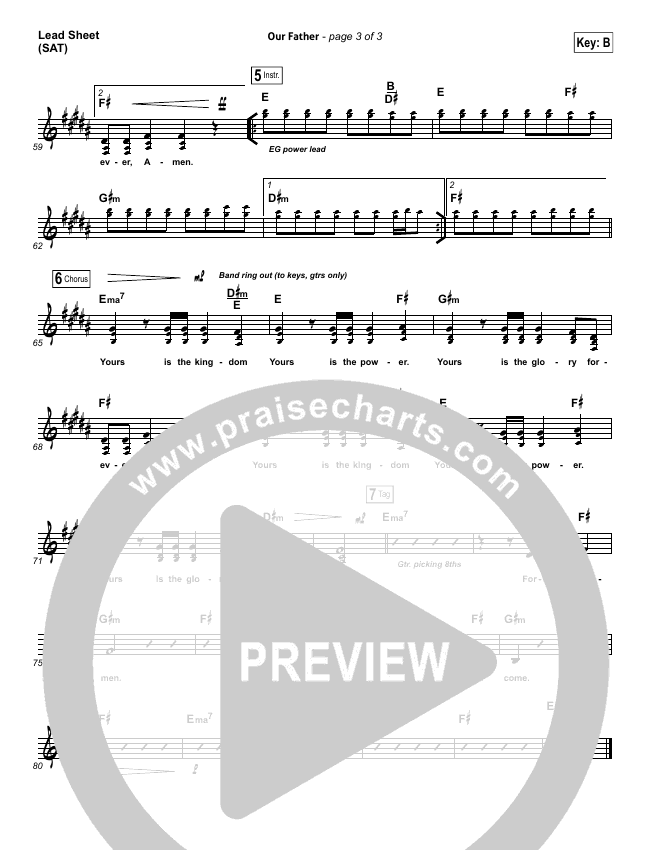 Our Father Sheet Music PDF (Bethel Music) - PraiseCharts