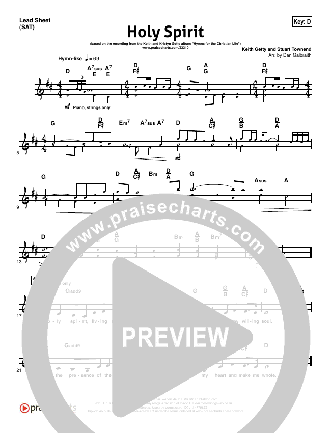 Holy Spirit Living Breath Of God Sheet Music PDF (Keith & Kristyn Getty ...