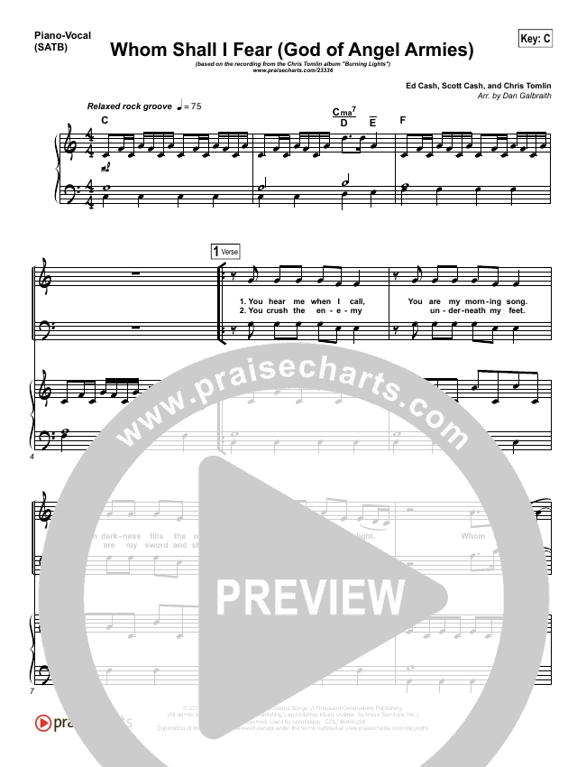 Whom Shall I Fear (God Of Angel Armies) Sheet Music PDF (Chris Tomlin ...