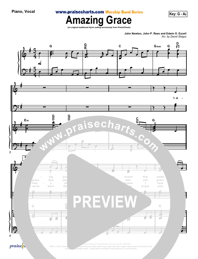 Amazing Grace Sheet Music PDF (PraiseCharts / Traditional Hymn ...
