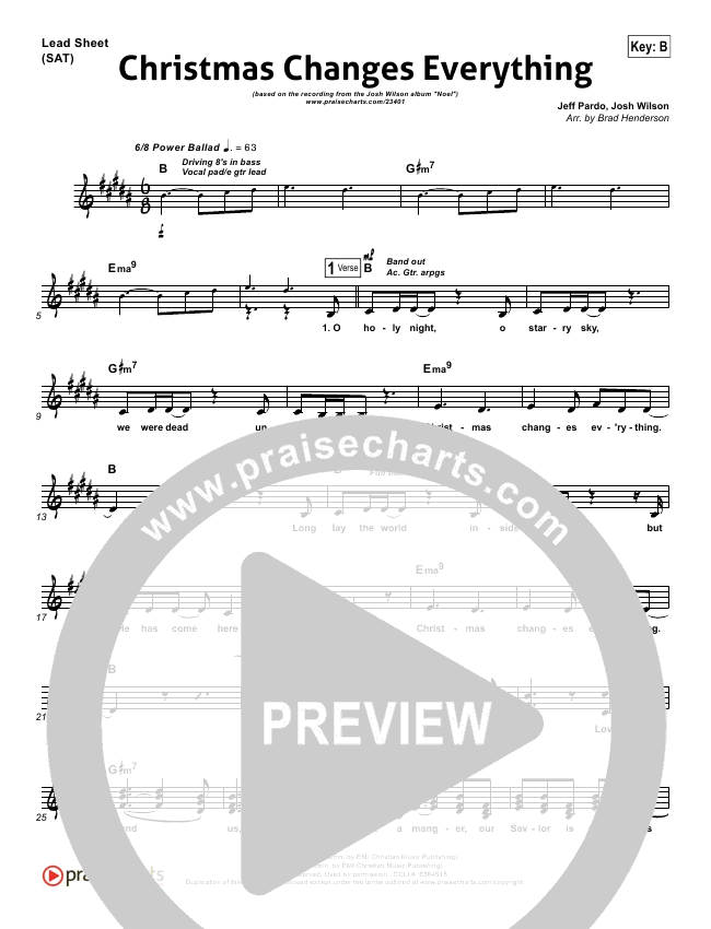 Christmas Changes Everything Sheet Music PDF (Josh Wilson) - PraiseCharts