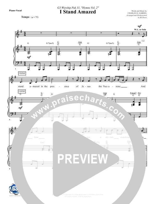 I Stand Amazed Sheet Music PDF (G3 Worship) - PraiseCharts