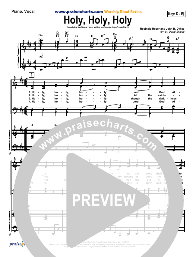 Holy Holy Holy Sheet Music PDF (PraiseCharts / Traditional Hymn ...