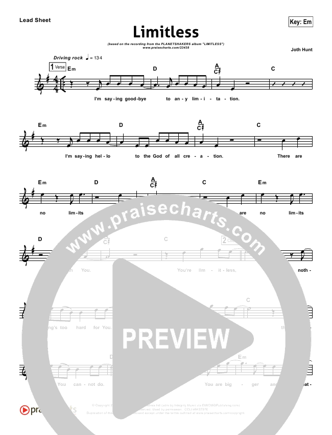 Limitless Sheet Music PDF (Planetshakers) - PraiseCharts
