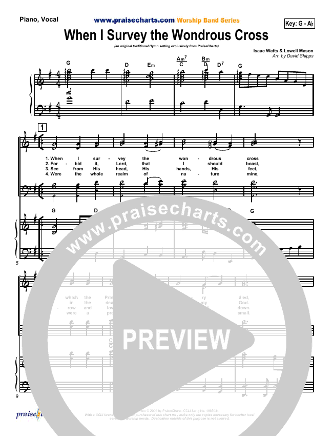 When I Survey The Wondrous Cross Sheet Music PDF (PraiseCharts ...