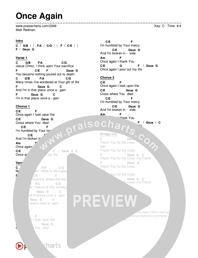 Once Again Chords PDF (Matt Redman) - PraiseCharts
