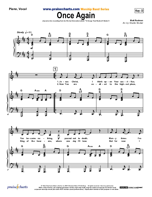 Once Again Sheet Music Pdf Matt Redman Praisecharts