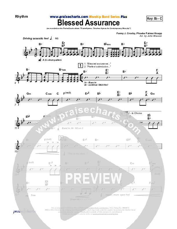 Blessed Assurance Sheet Music Pdf Praisecharts Band Praisecharts