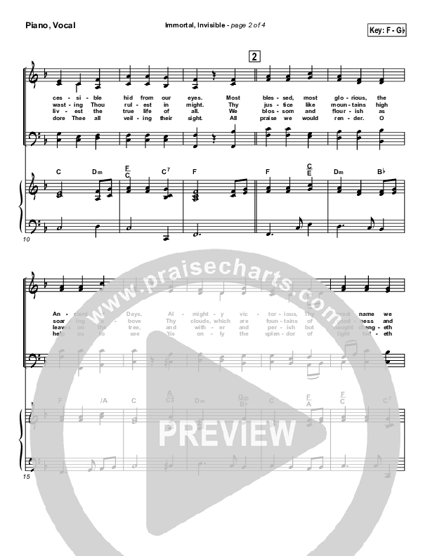 Immortal Invisible Sheet Music PDF (Traditional Hymn / PraiseCharts ...