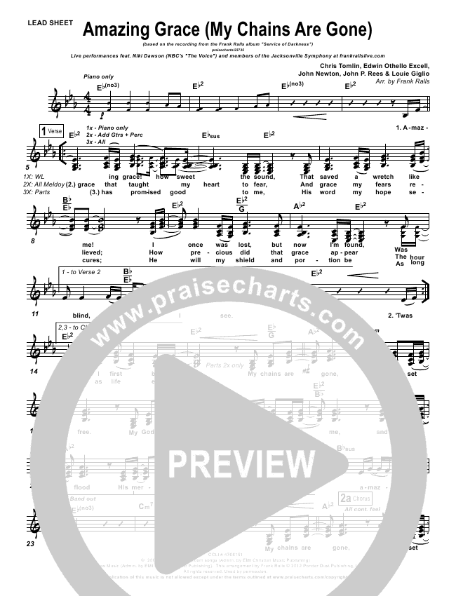 Amazing Grace (My Chains Are Gone) Sheet Music PDF (Frank Ralls ...