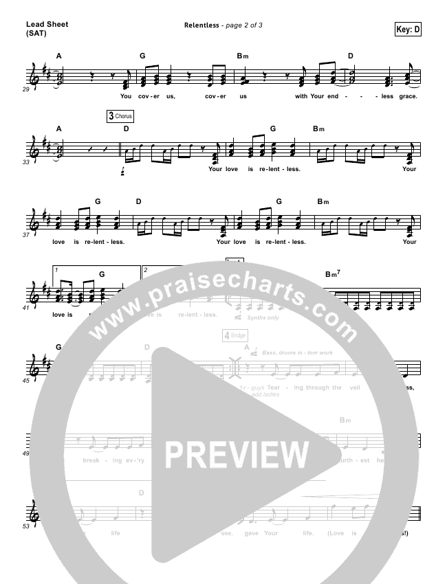 Relentless Sheet Music PDF (Hillsong UNITED) - PraiseCharts