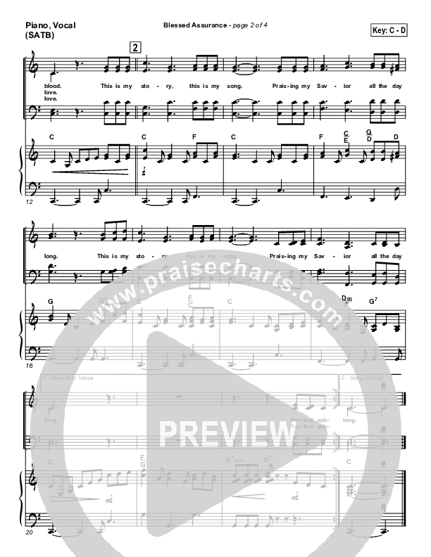 Blessed Assurance Sheet Music Pdf Traditional Hymn Praisecharts