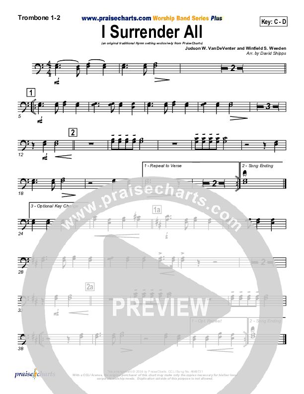I Surrender All Trombone Sheet Music PDF (Traditional Hymn ...