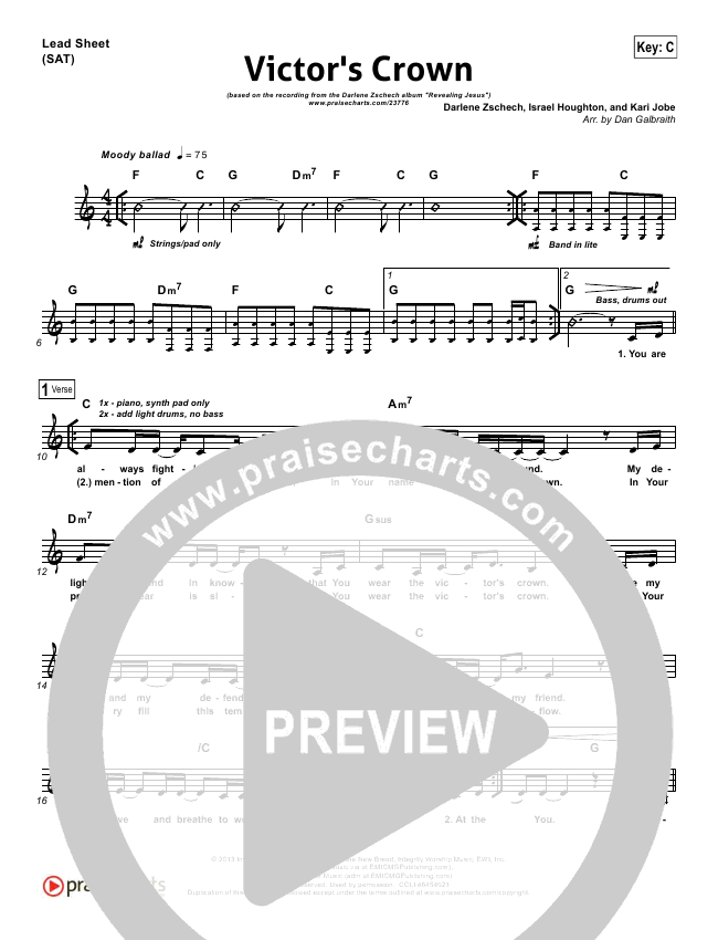 Victor's Crown Sheet Music PDF (Darlene Zschech) - PraiseCharts