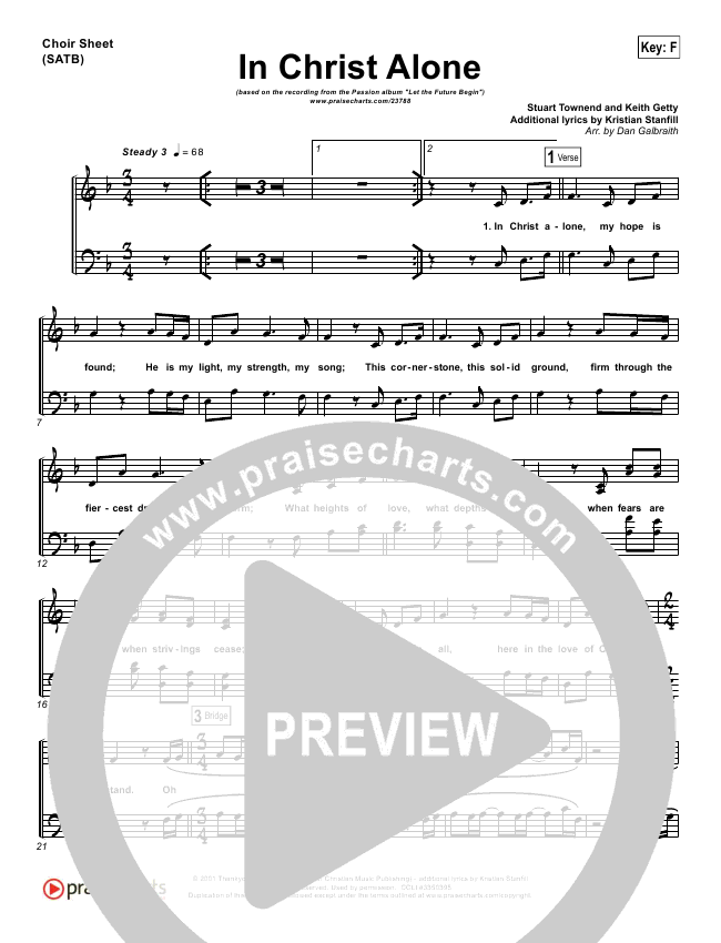 In Christ Alone Sheet Music PDF (Kristian Stanfill / Passion ...