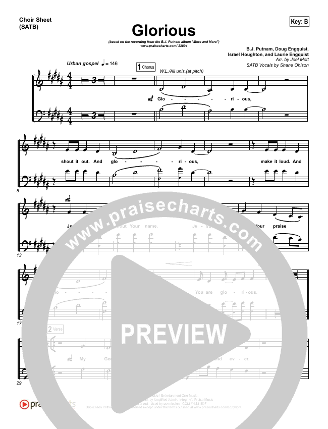 Glorious Sheet Music PDF (BJ Putnam) - PraiseCharts