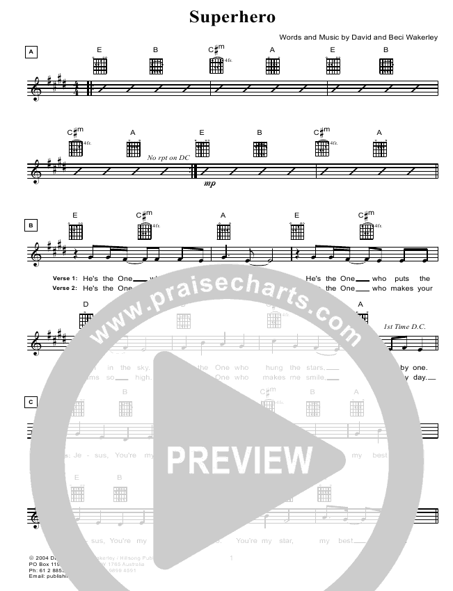 Superhero Sheet Music (Hillsong Kids) - PraiseCharts