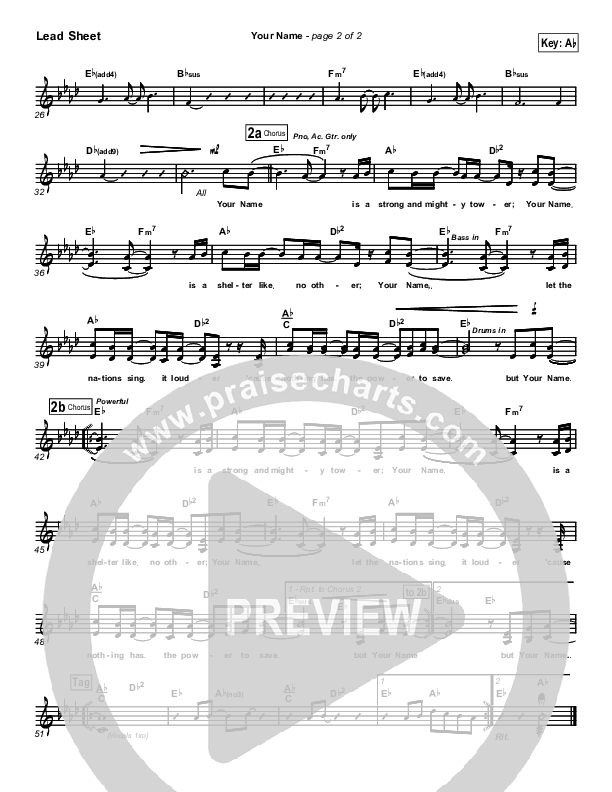 Your Name Sheet Music PDF (Paul Baloche) - PraiseCharts