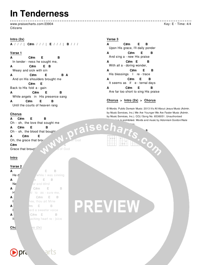 In Tenderness Chords PDF (Citizens) - PraiseCharts