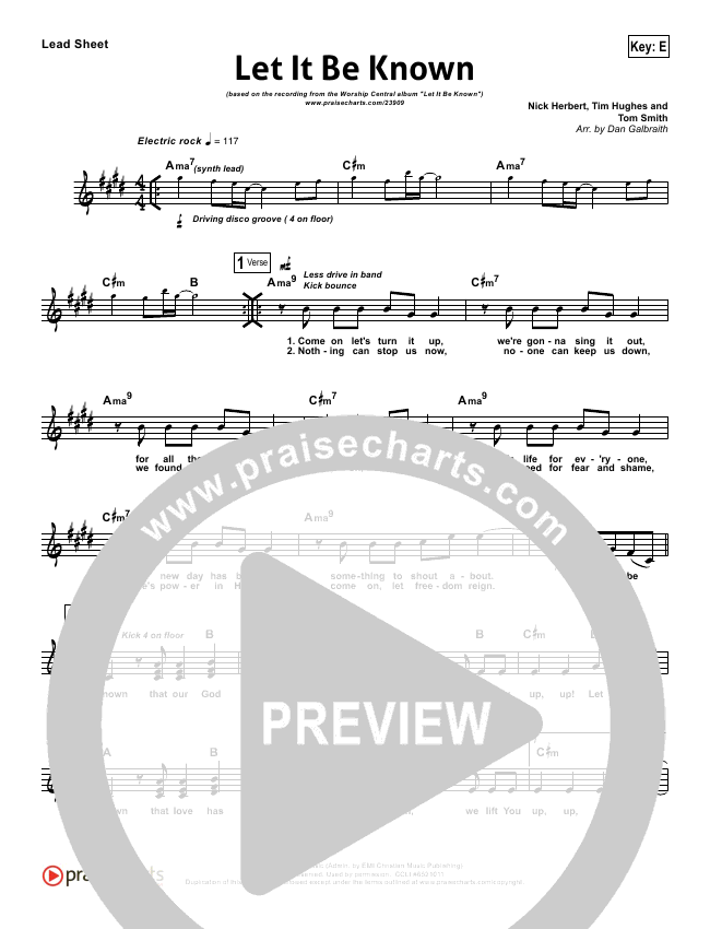 Let It Be Known Sheet Music PDF (Tim Hughes / Worship Central ...