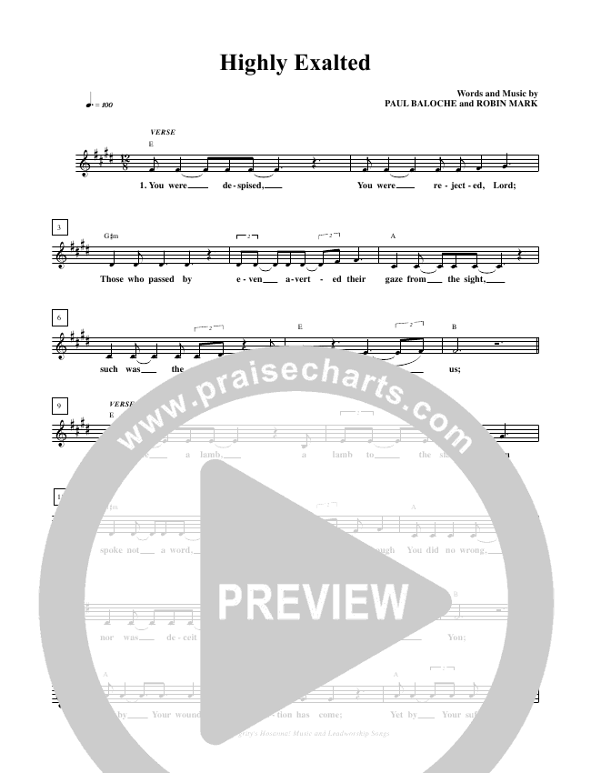 Highly Exalted Sheet Music PDF (Robin Mark) - PraiseCharts