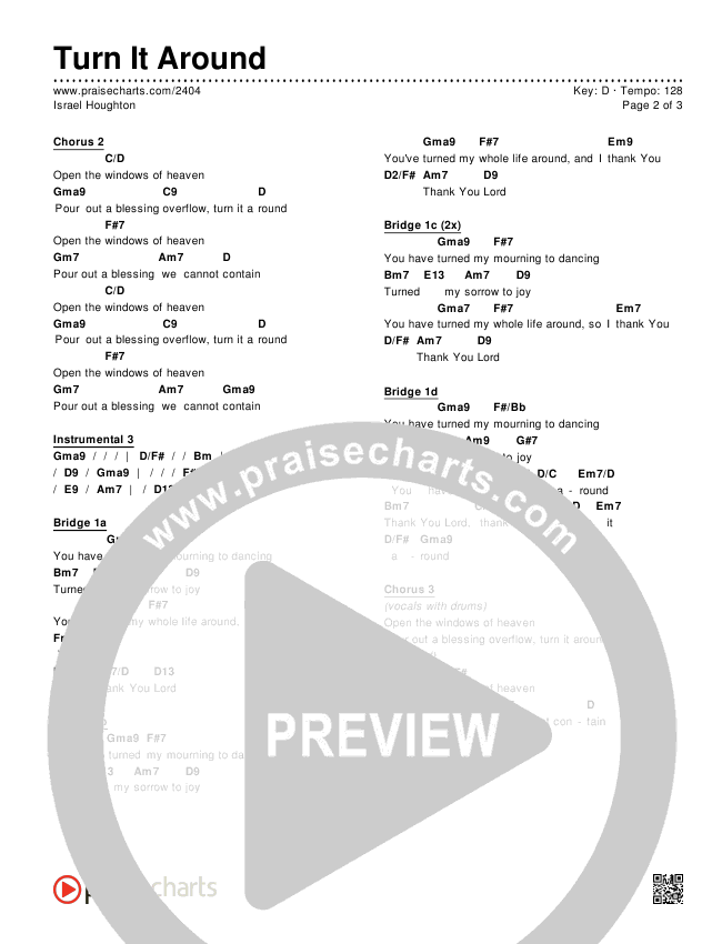 Turn It Around Chords PDF (Israel Houghton) - PraiseCharts