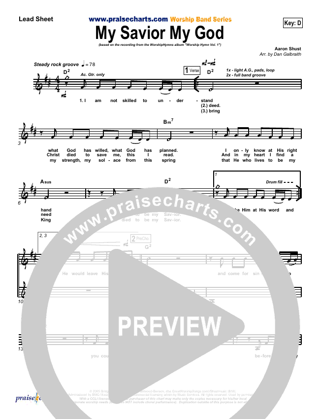 My Savior My God Sheet Music PDF (Aaron Shust) - PraiseCharts