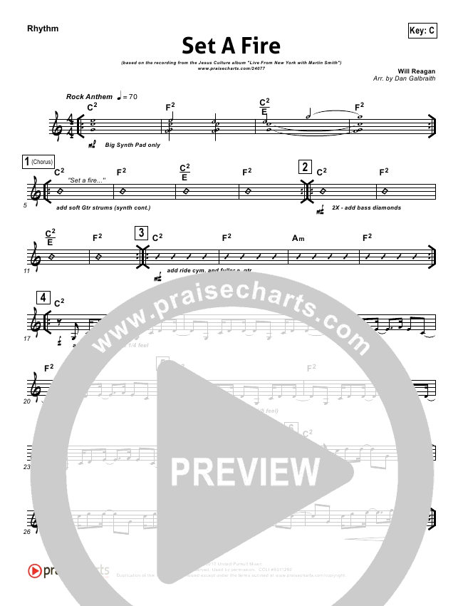Set A Fire Sheet Music PDF (Martin Smith / Jesus Culture) - PraiseCharts