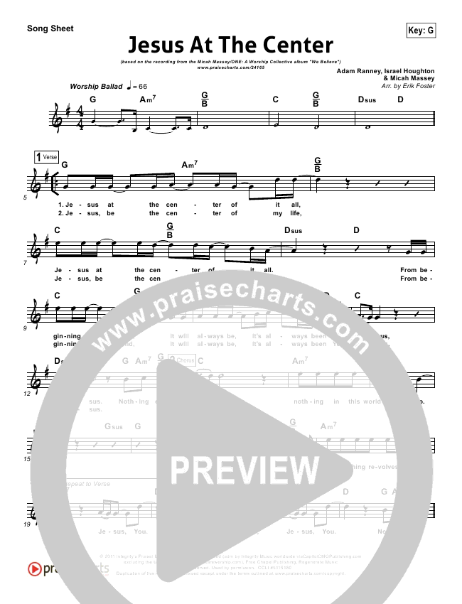Jesus At The Center Sheet Music PDF (Micah Massey / ONE: A Worship ...