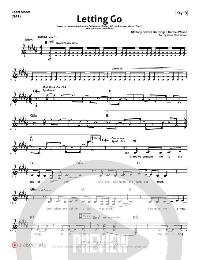 Letting Go Sheet Music PDF (Bethel Music) - PraiseCharts