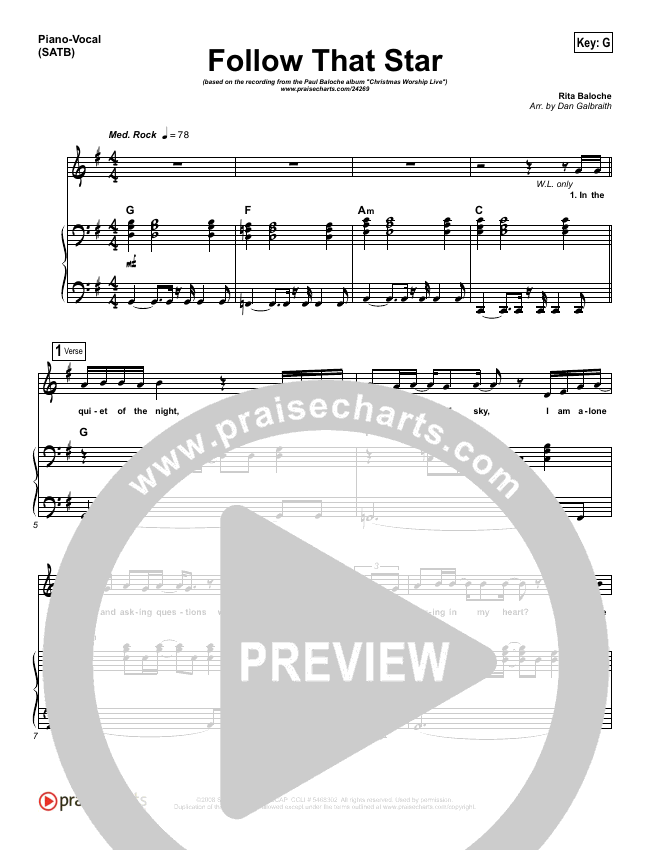 Follow That Star Sheet Music PDF (Paul Baloche) - PraiseCharts