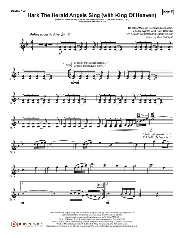Hark The Herald Angels Sing Sheet Music Violin