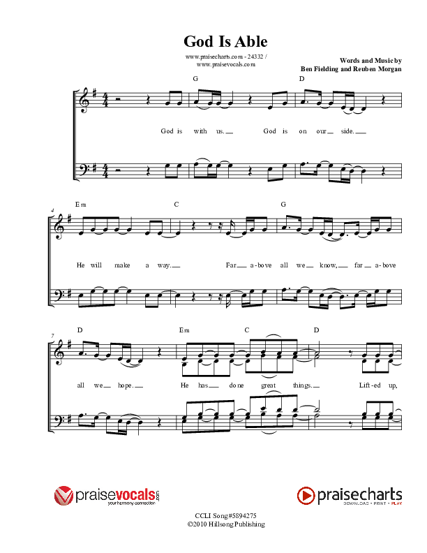God Is Able Sheet Music PDF (PraiseVocals) - PraiseCharts