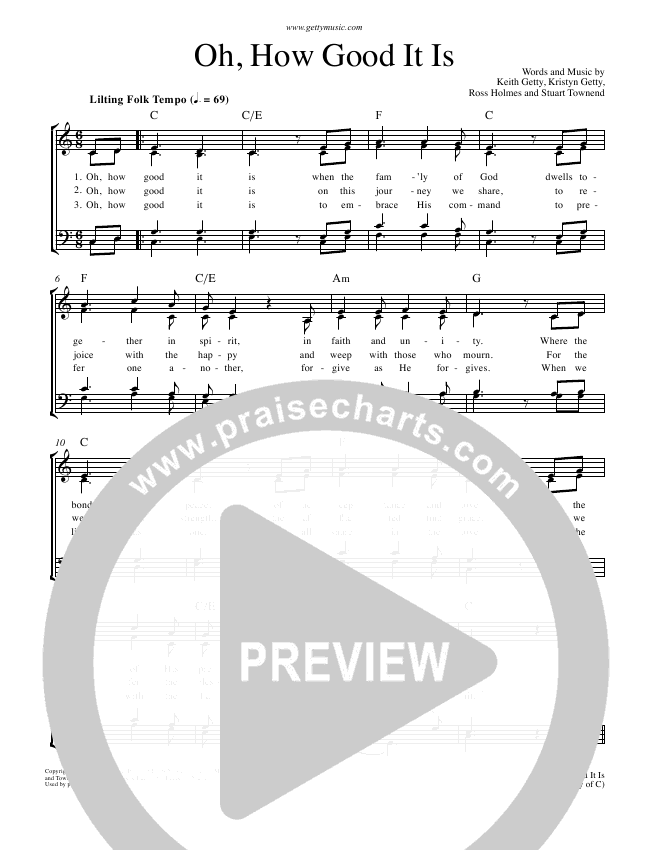 Oh How Good It Is Sheet Music PDF (Keith & Kristyn Getty) - PraiseCharts