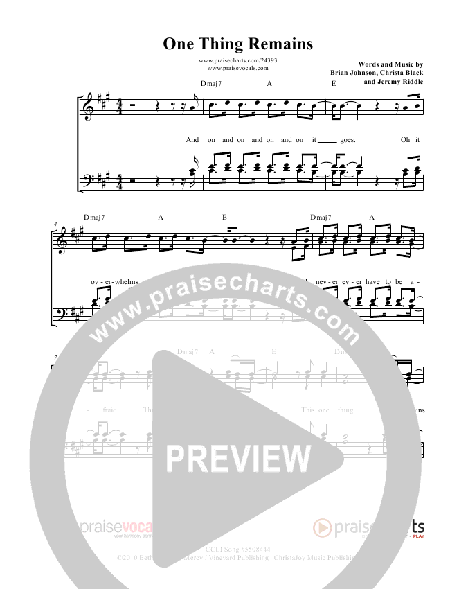 One Thing Remains Sheet Music PDF (PraiseVocals) - PraiseCharts