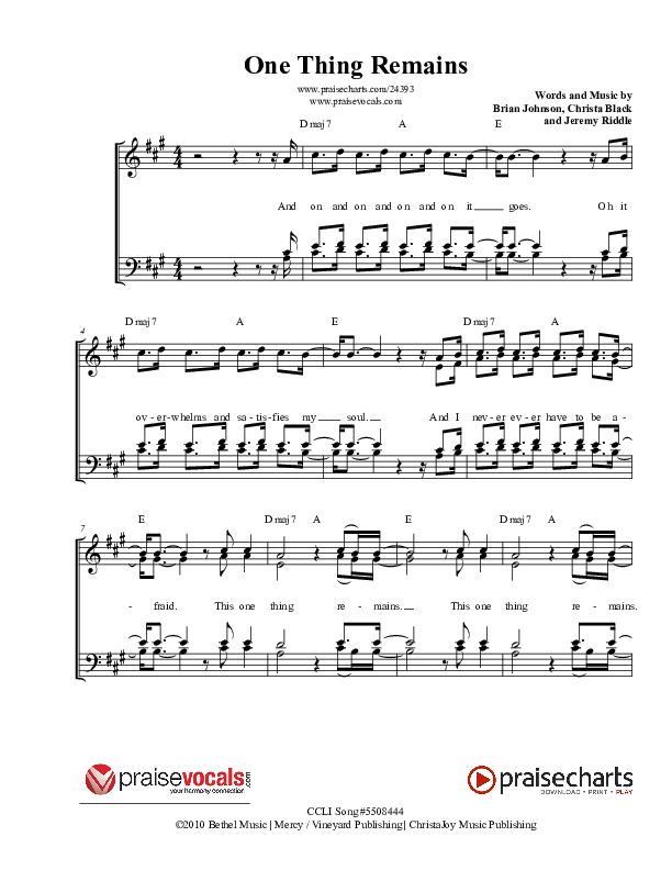 One Thing Remains Sheet Music PDF (PraiseVocals) - PraiseCharts
