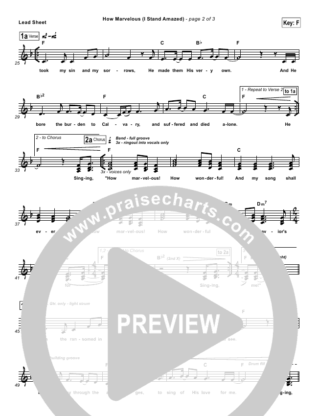 How Marvelous (I Stand Amazed) Sheet Music PDF (Chris Tomlin / Passion ...