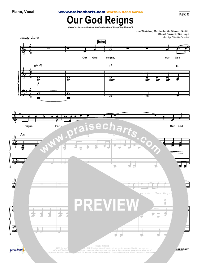 Our God Reigns Sheet Music PDF (Chris Tomlin / Passion) - PraiseCharts