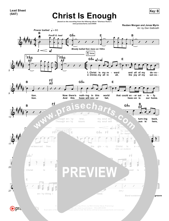 Christ Is Enough Sheet Music PDF (Hillsong Worship) - PraiseCharts