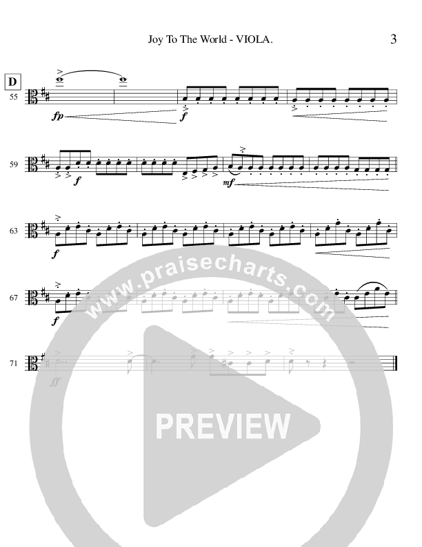 Joy To The World Viola Sheet Music PDF (Ric Flauding) - PraiseCharts
