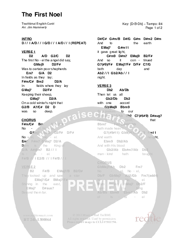 The First Noel Chords PDF (Red Tie Music) - PraiseCharts