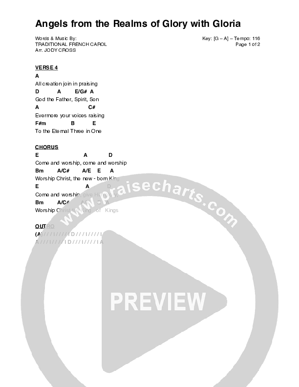 Angels From The Realms Of Glory with Gloria Chords PDF (Red Tie Music ...