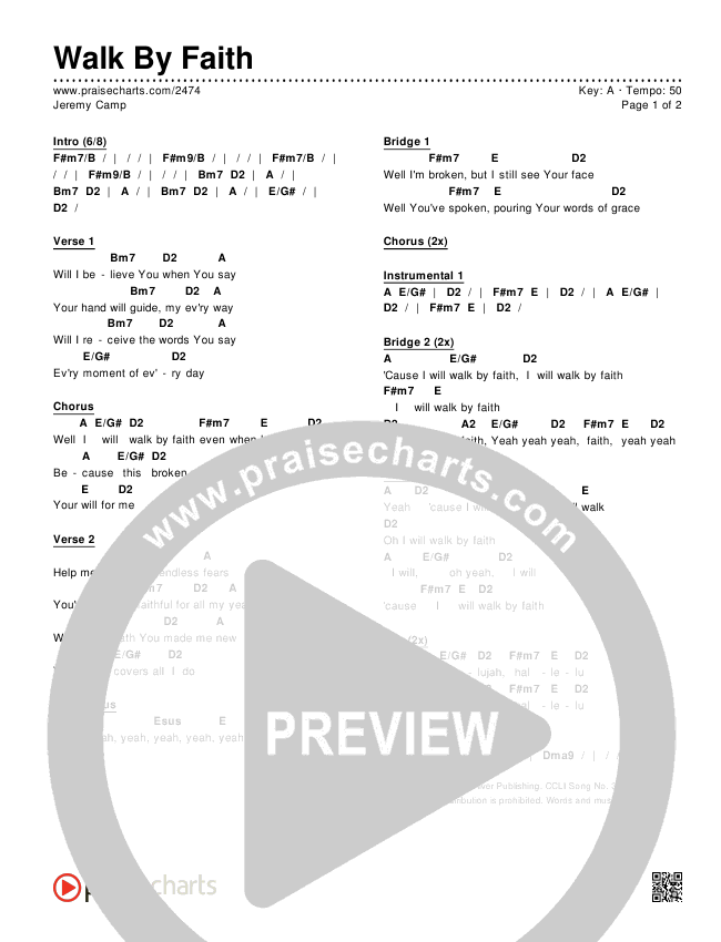 Walk By Faith Chords (Jeremy Camp) - PraiseCharts