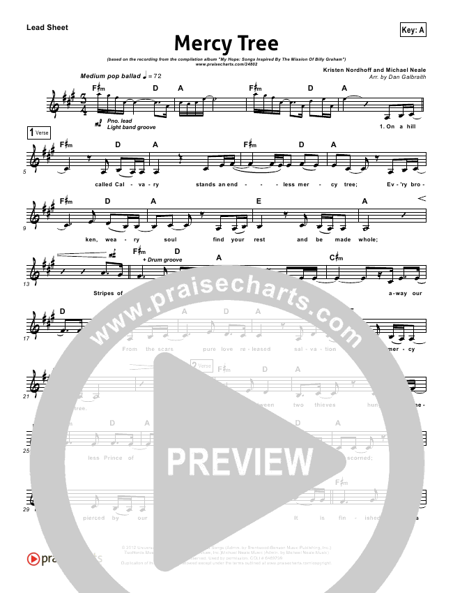 Mercy Tree Sheet Music PDF (Lacey Sturm) - PraiseCharts