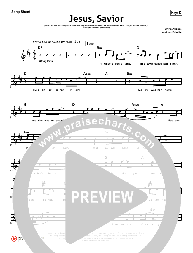 Jesus Savior Sheet Music Pdf Chris August Praisecharts
